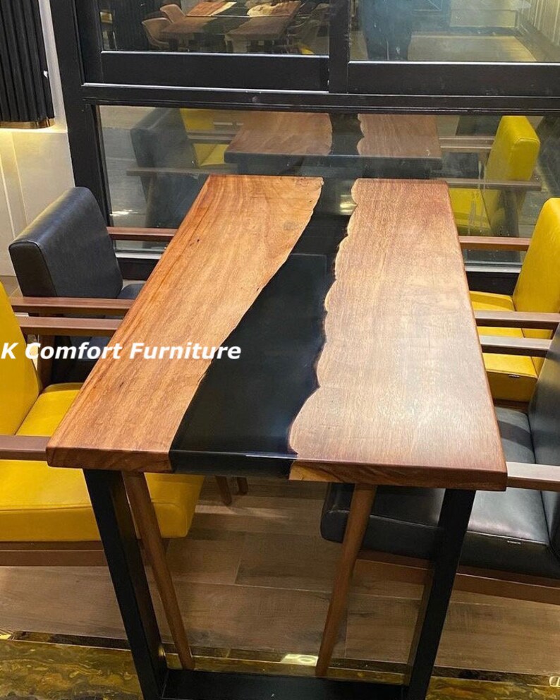 Black Epoxy River Table Live Edge Table Ocean River Table - Etsy