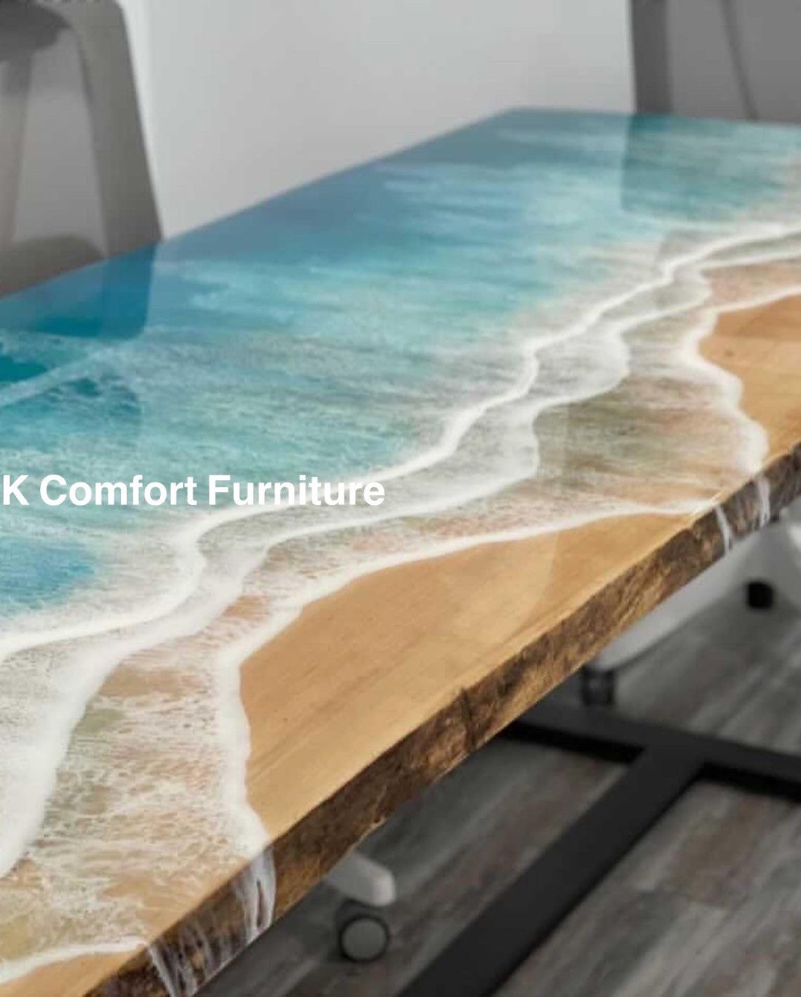 Sea Waves Epoxy Table / Live Edge Wooden Table / Epoxy Waves Table ...