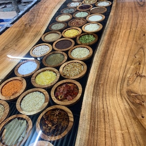 Spices Epoxy Table/ Dry Fruit Epoxy Table/ Live Edge Wooden Table ...
