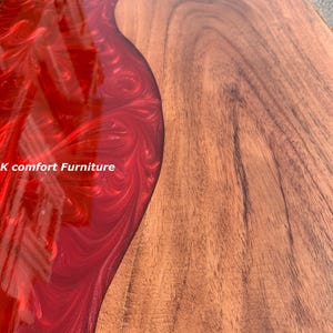 Red Epoxy River Table/ Live Edge Wooden Table/ Epoxy Ocean River Table ...