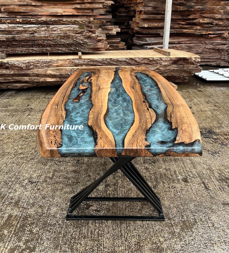 Epoxy Wooden Table / Live Edge Table /epoxy Ocean River Table / Natural ...