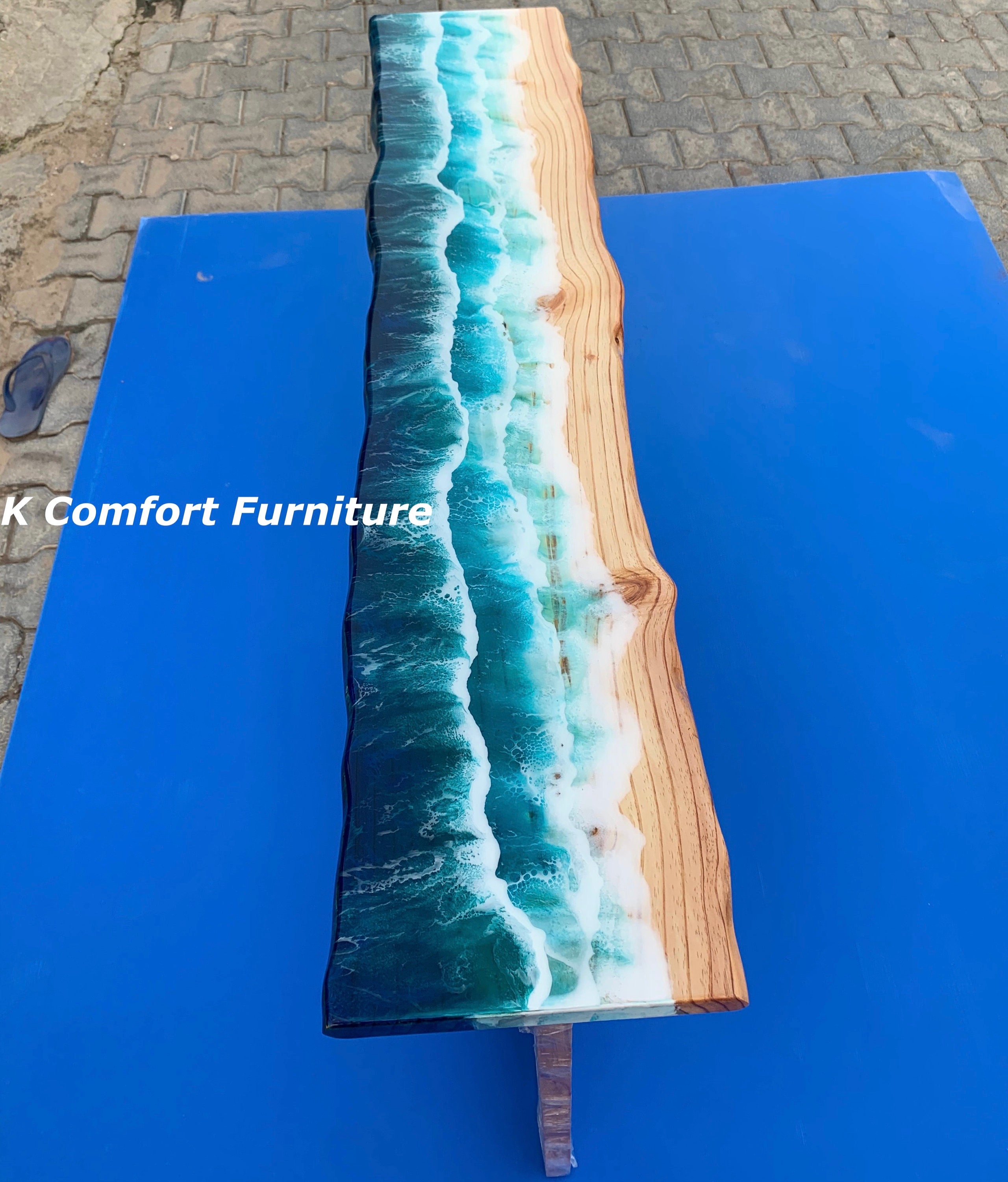 Beach Waves Epoxy Table Live Edge Table Sea Ocean Table - Etsy
