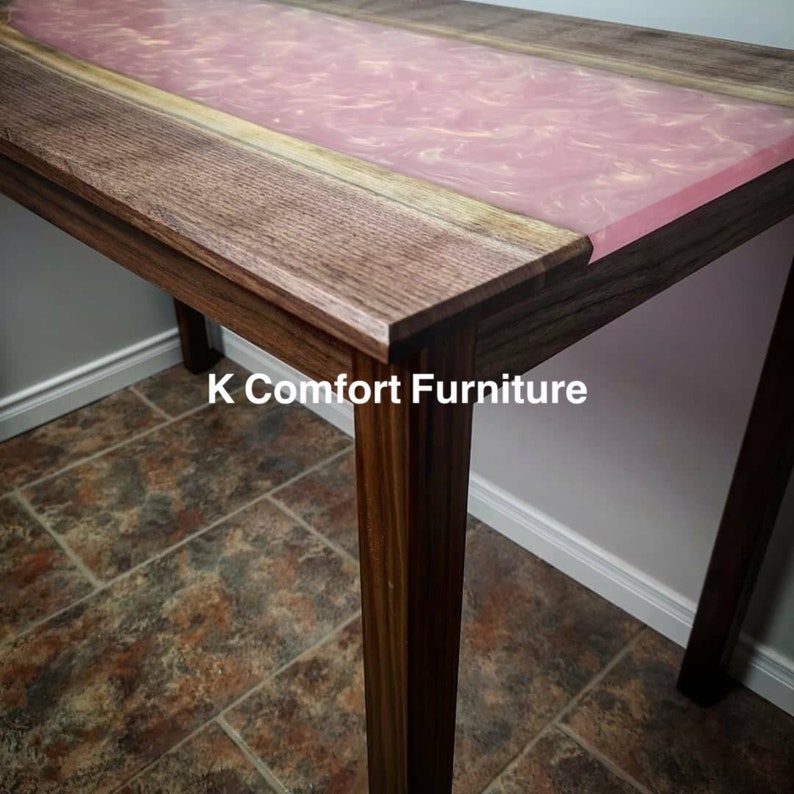 Pink Epoxy Table, Live Edge Table , Epoxy Ocean River ,natural Wood ...