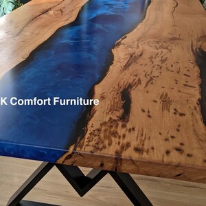 Blue Ocean Epoxy Table/ Live Edge Wooden Table/ Epoxy Sea Waves Table ...