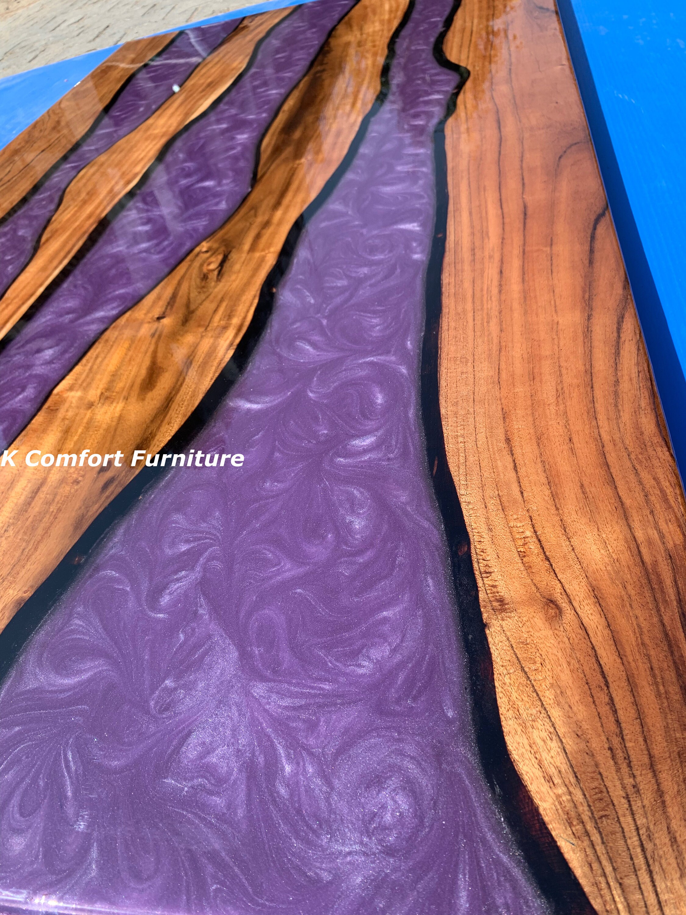 Purple Epoxy Table / Live Edge Table / Epoxy Ocean River / Natural Wood ...