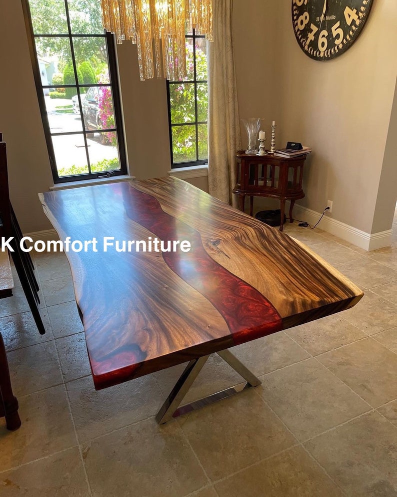 Luxury Red Epoxy Table / Live Edge Wooden Table / Epoxy River Table ...