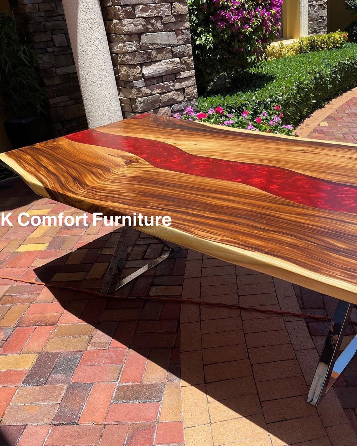 Luxury Red Epoxy Table / Live Edge Wooden Table / Epoxy River Table ...