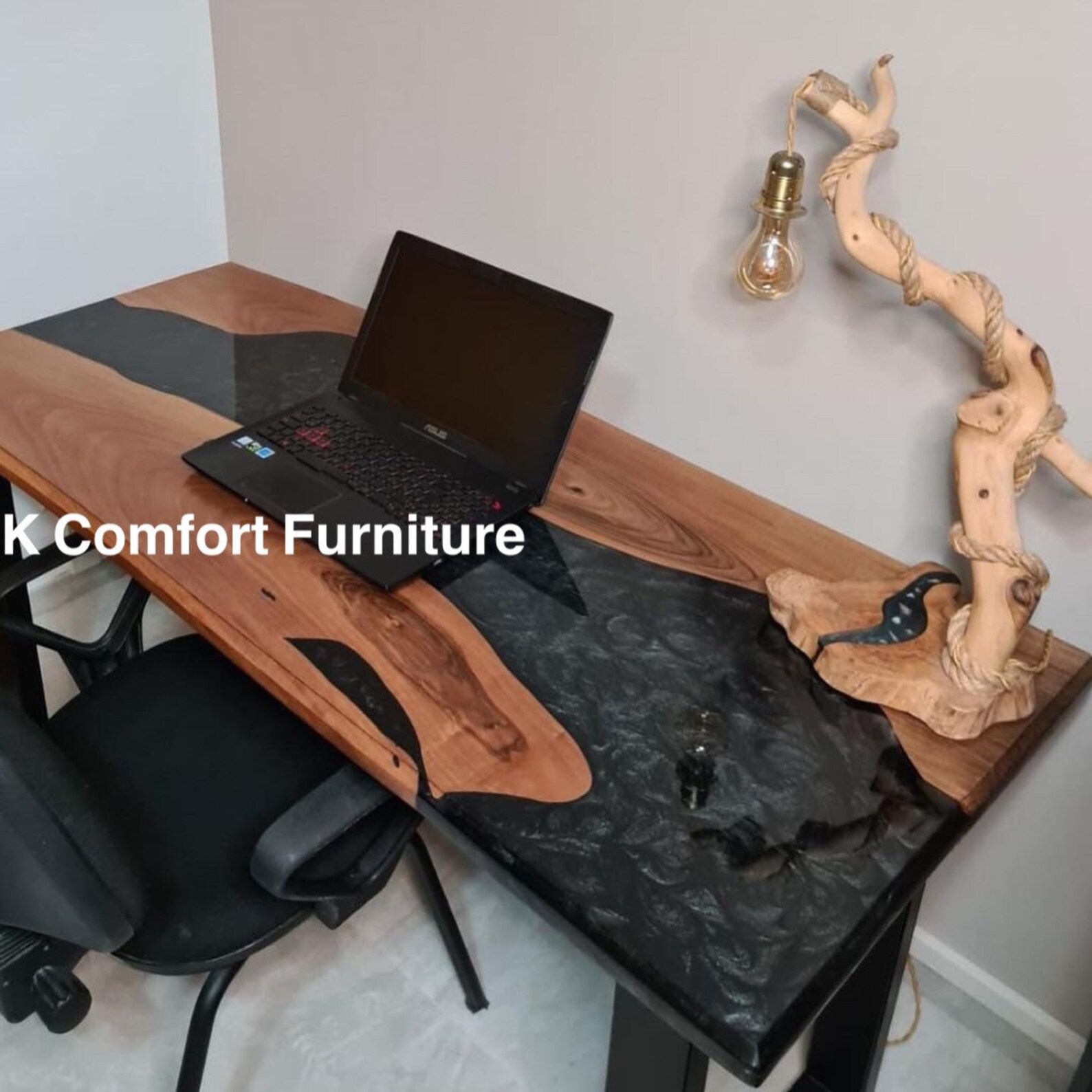 Black River Table, Live Edge Wooden Table , Epoxy Ocean River Table ...
