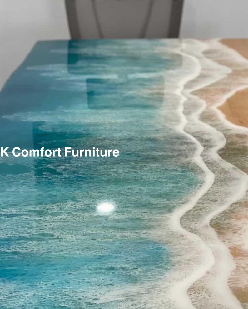 Sea Waves Epoxy Table / Live Edge Wooden Table / Epoxy Waves Table ...