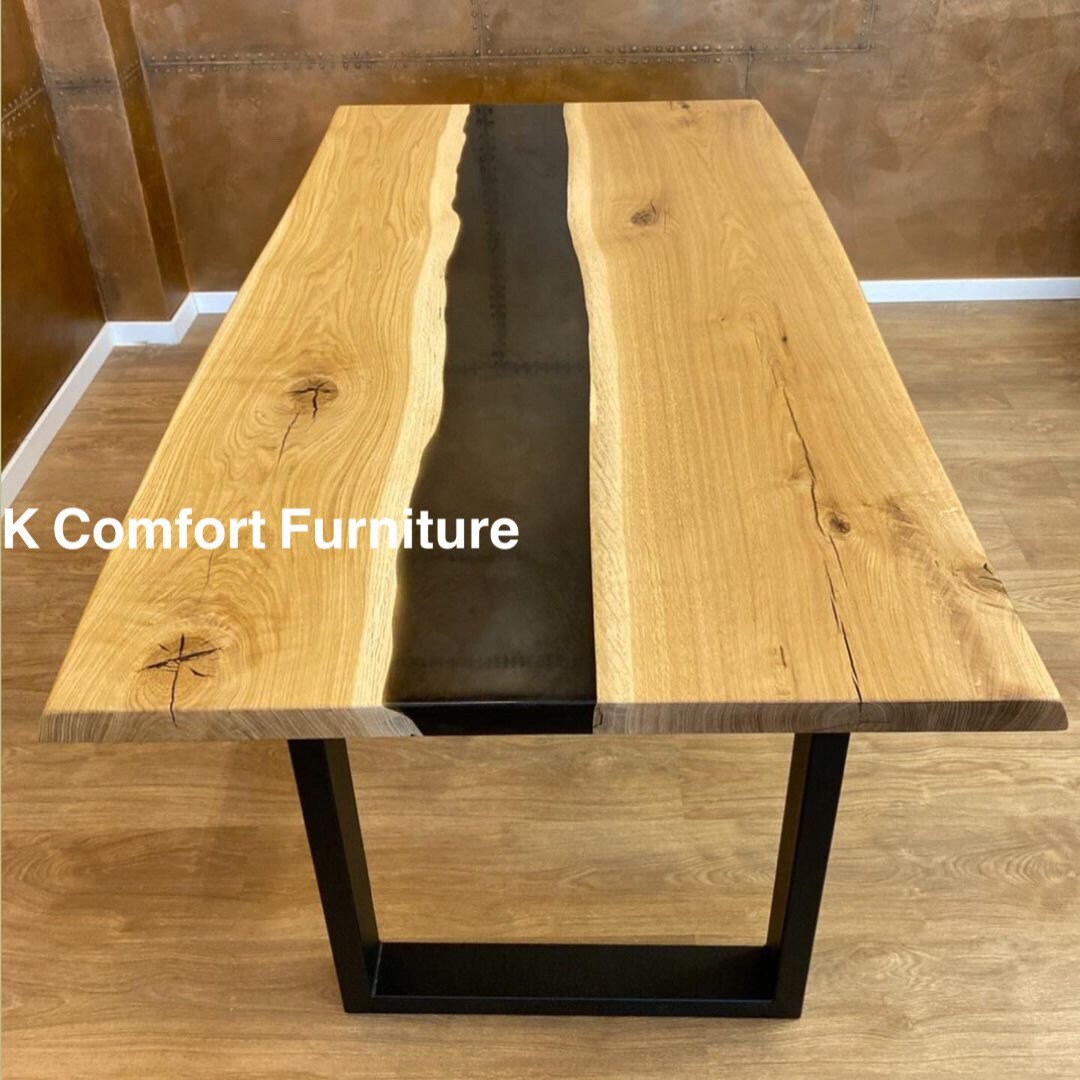 Black River Table, Live Edge Wooden Table , Epoxy Ocean River Table ...
