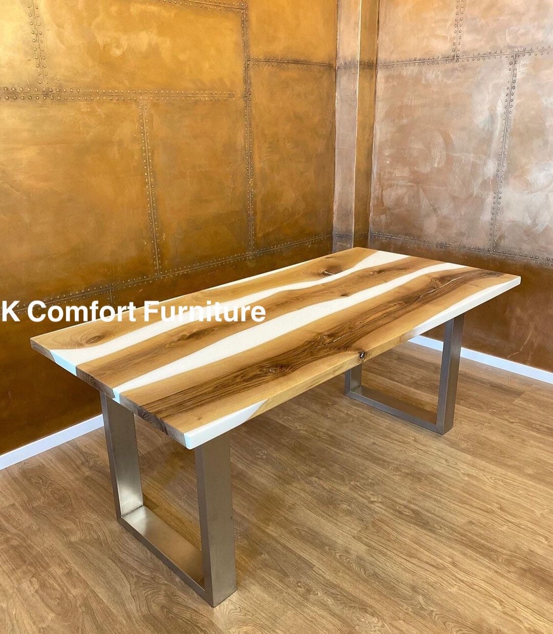 White Epoxy Table, Live Edge Wooden Table, Epoxy River , Natural Wood ...