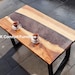 Luxury Copper Epoxy Wooden Table, Live Edge Table , Epoxy Ocean River ...