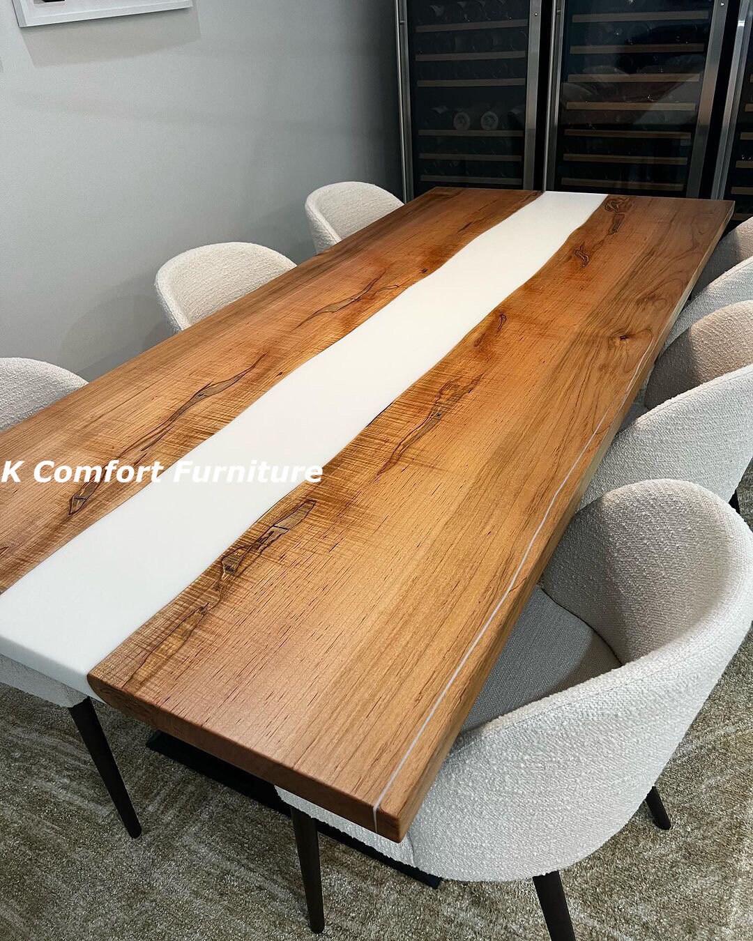 Epoxytable White , White Live Edge Wooden Table, Epoxy River , Natural ...