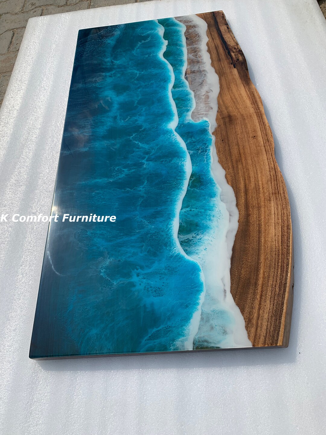 Sea Waves Epoxy Table / Live Edge Table /epoxy Ocean River / Natural ...