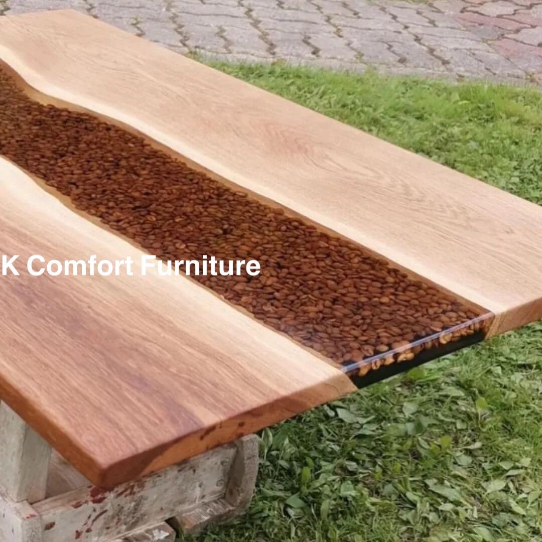 Coffee Beans Epoxy Table Live Edge Table Epoxy Ocean River - Etsy
