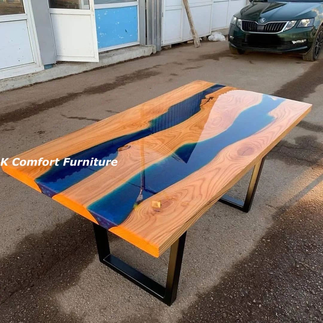 Luxury Blue Epoxy Table/ Live Edge Table/epoxy River Table/ Natural ...