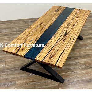 Blue Epoxy Table, Live Edge Wooden Table, Epoxy River Table , Natural ...