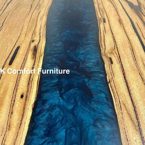 Blue Epoxy Table, Live Edge Wooden Table, Epoxy River Table , Natural ...