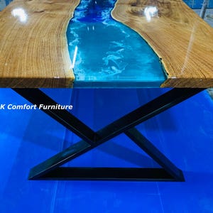 Blue Luxuary Epoxy Table/ Live Edge Wooden Table/ Epoxy Ocean River ...