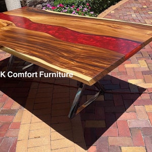 Luxury Red Epoxy Table / Live Edge Wooden Table / Epoxy River Table ...