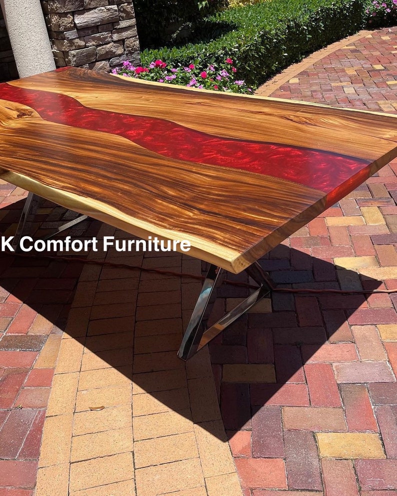 Luxury Red Epoxy Table / Live Edge Wooden Table / Epoxy River Table ...