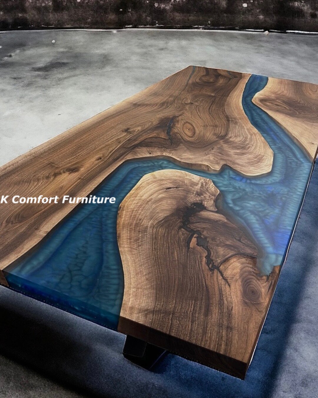 Luxuary Blue Epoxy Table / Live Edge Table /epoxy Ocean River Table ...