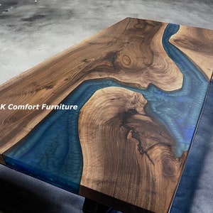Luxuary Blue Epoxy Table / Live Edge Table /epoxy Ocean River Table ...