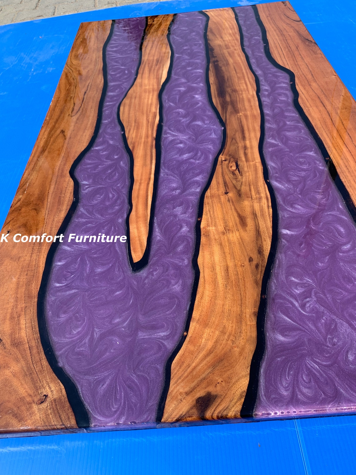Purple Epoxy Table / Live Edge Table / Epoxy Ocean River / Natural Wood ...