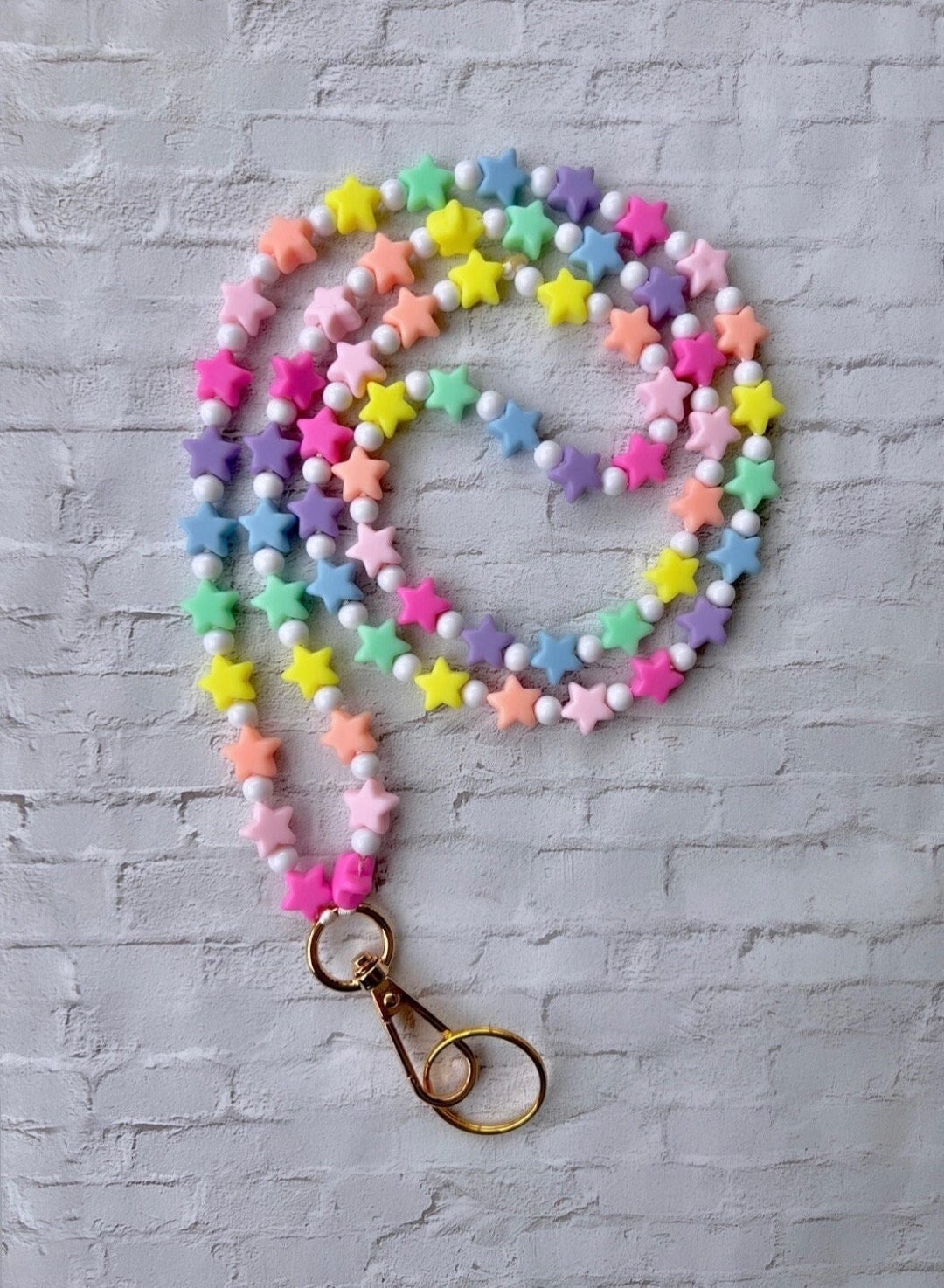 Pastel Rainbow Star Lanyard - Etsy