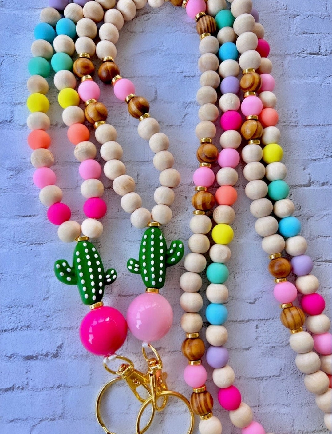 Retro & Boho Colorful Cactus Lanyards - Etsy