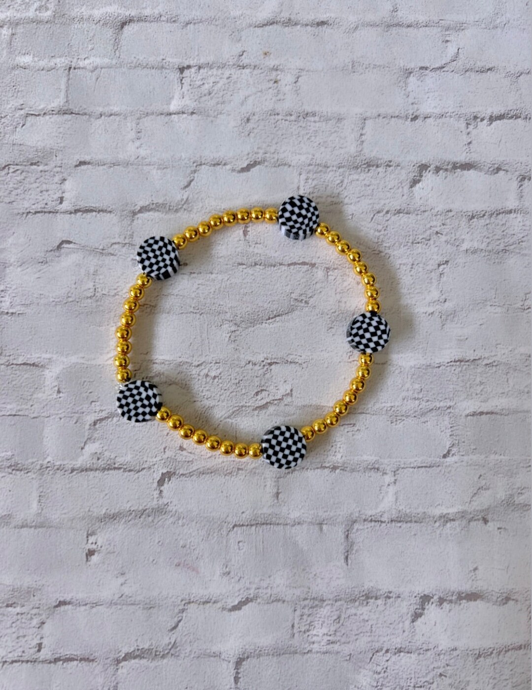 Black and White Checkered Bracelet - Etsy
