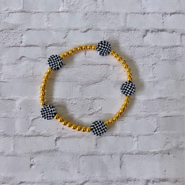 Black and White Checkered Bracelet - Etsy