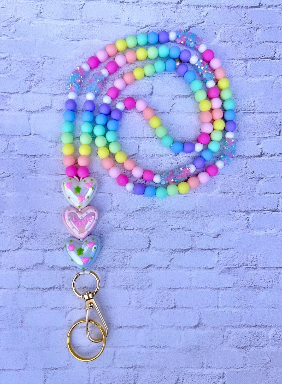 Iridescent Heart Lanyard - Etsy