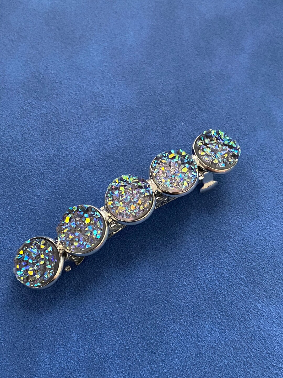 FRENCH BARRETTE With Five 12mm Druzy Cabochons and a Silver - Etsy
