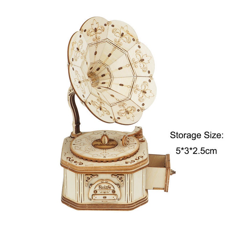 Diy Gramophone 3d Wooden Puzzle Model Building Kit - Etsy