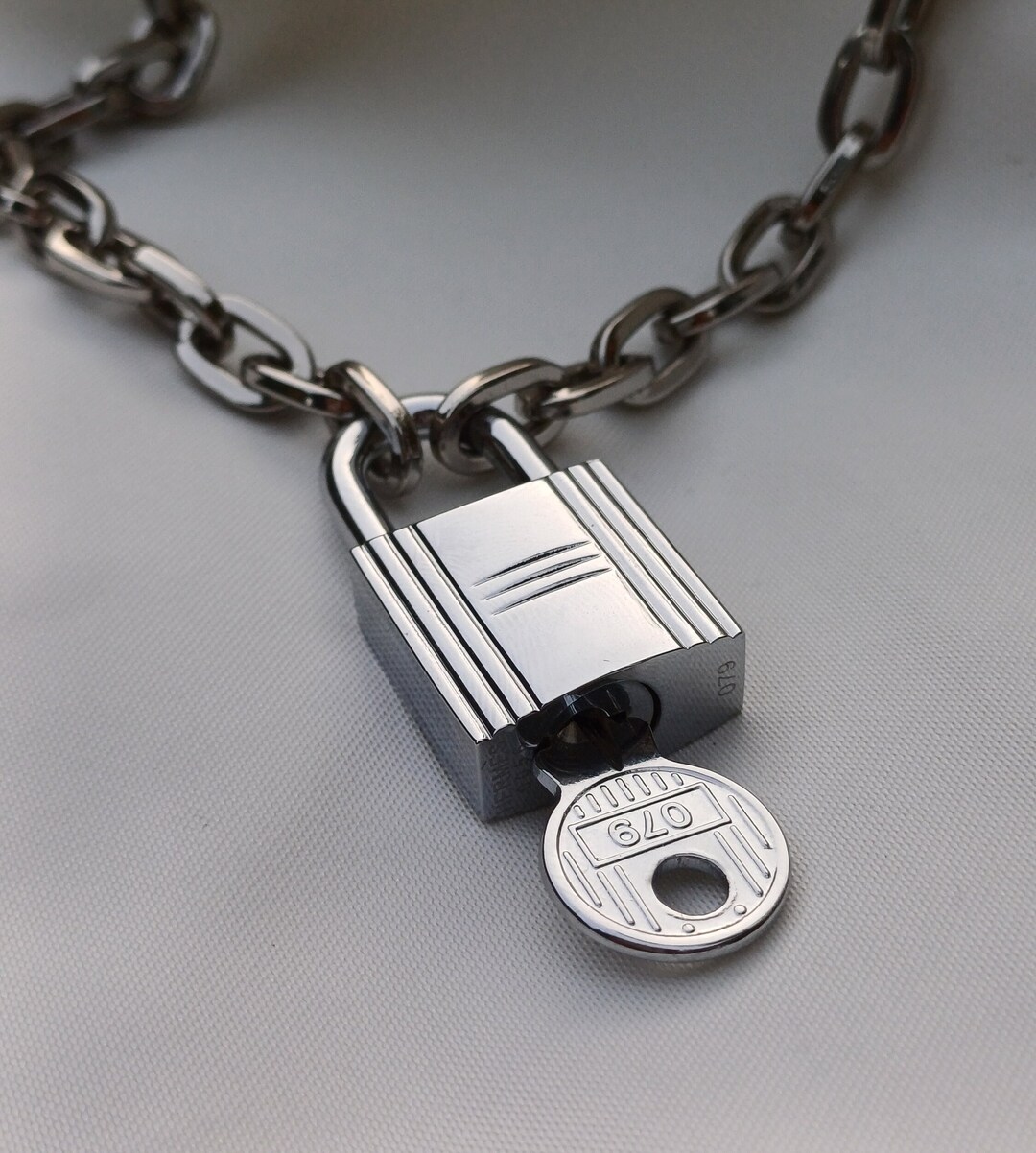 Authentic, French Design Padlock Necklace, Code 079, Silver Color - Etsy