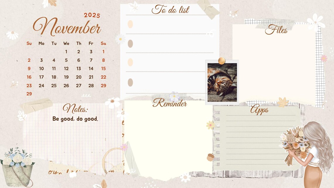 2025 November Aesthetic Fall Calendar Organization Desktop Wallpaper ...
