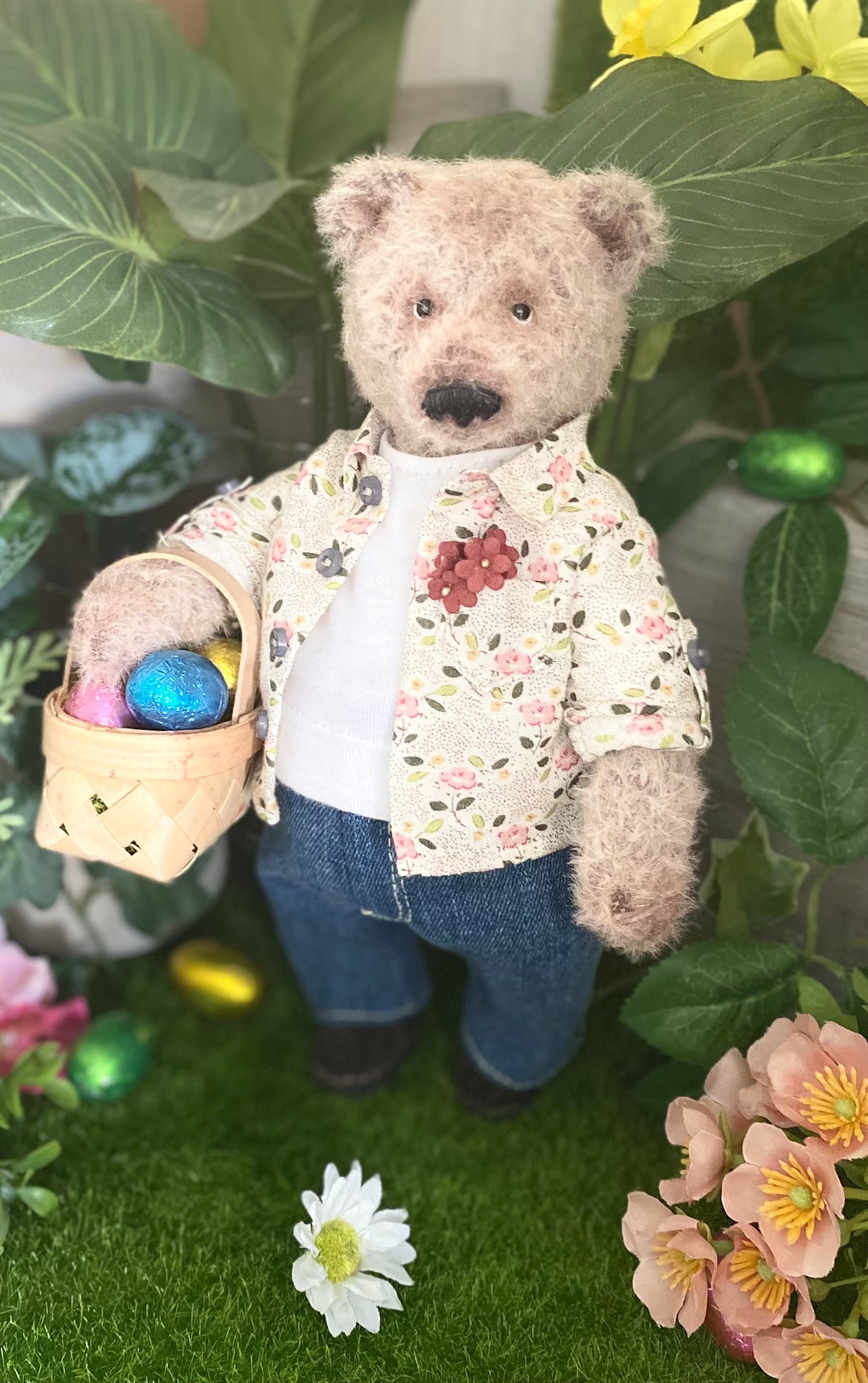 Teddy Bear Oscar the Easter Edition Handmade Traditional - Etsy