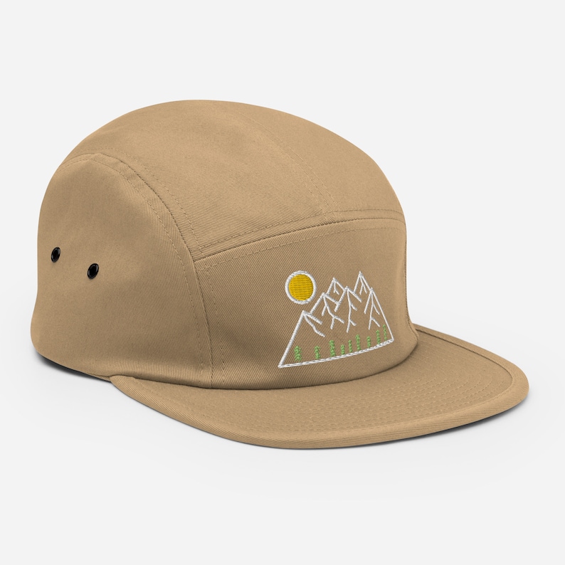 Mountain and Forest Landscape Embroidered 5 Panel Cap - Nature-inspired ...
