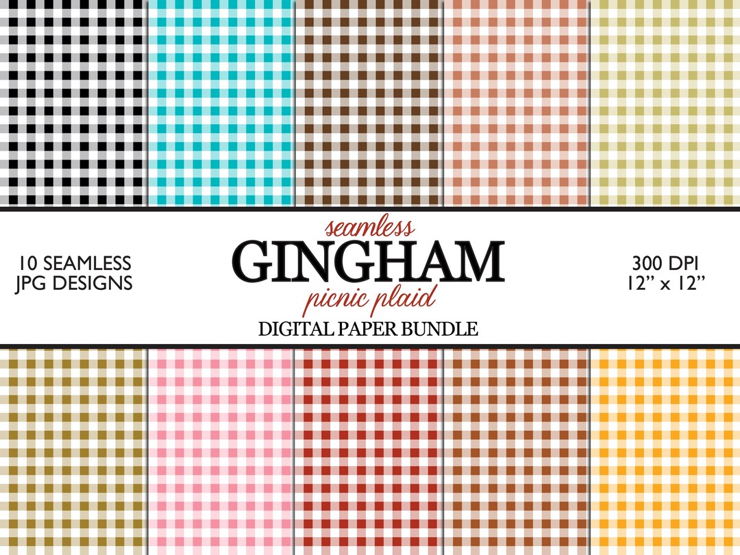 Gingham Digital Paper, Gingham Scrapbook Paper, Gingham JPG, Digital ...