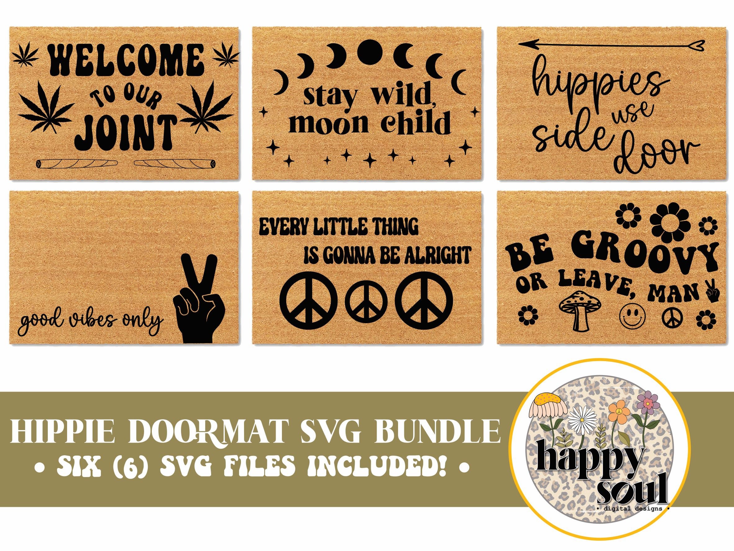 Doormat Svg, Door Mat Svg, Welcome Mat Svg, Doormat Stencil, Hippie ...