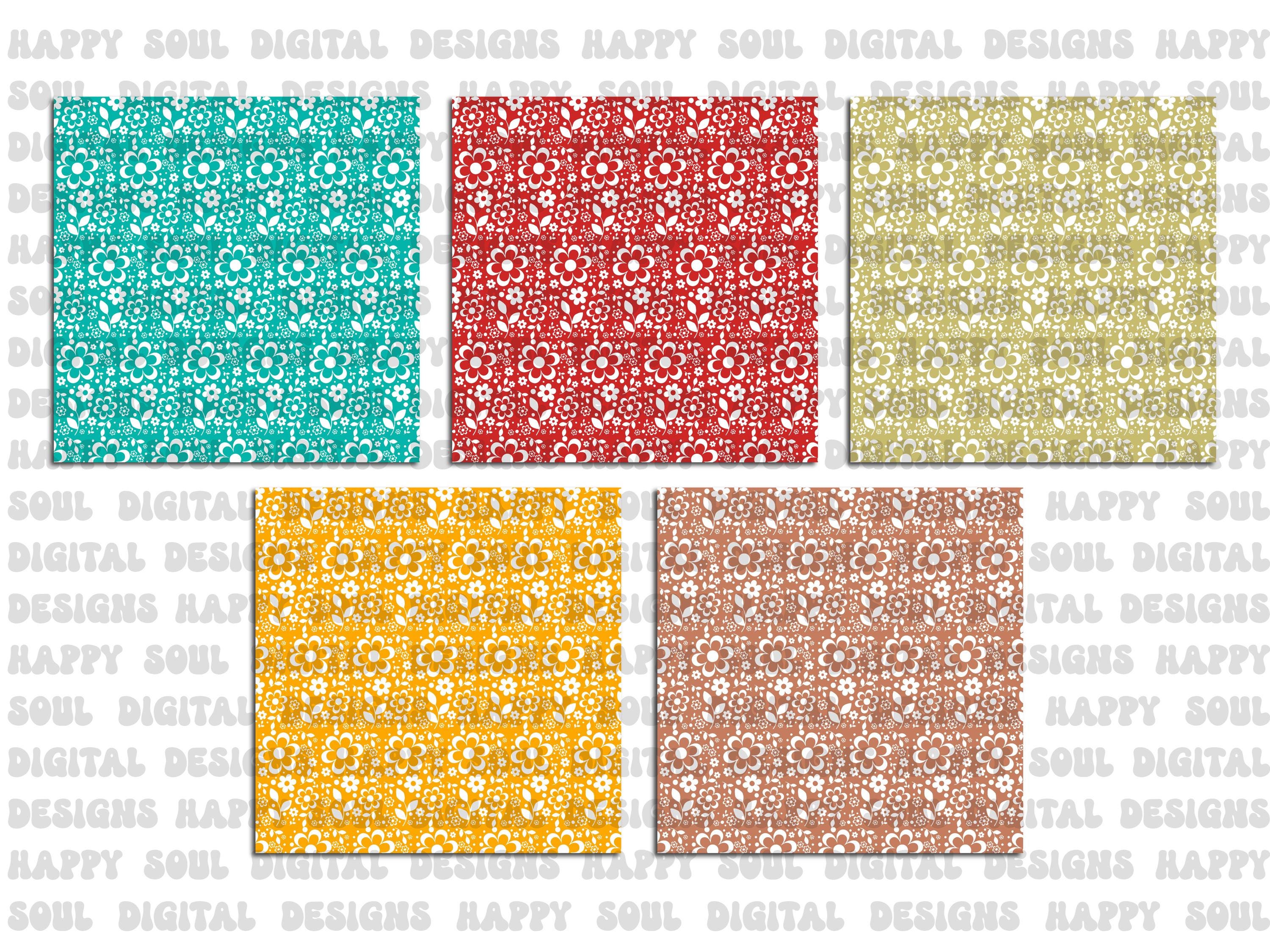 Vintage Pyrex Digital Paper, 70s Digital Paper, Floral Digital Paper ...