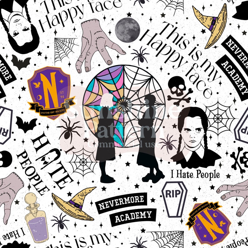 Wednesday Seamless Pattern Addams Family Seamless Pattern - Etsy