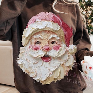 Hand Painted Santa Face PNG, Vintage Christmas Painting Design, Retro ...