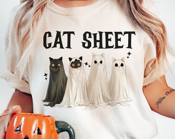 Cat Sheet Png, Ghost Cute Cat Png, Halloween Png, Retro Halloween Png ...