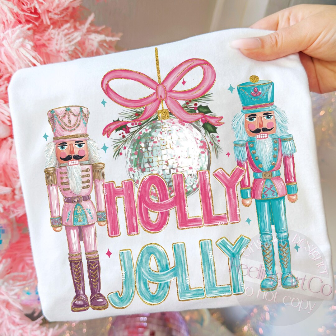 Preppy Nutcracker Christmas PNG, Holly Jolly Png, Pink Red Green Retro ...