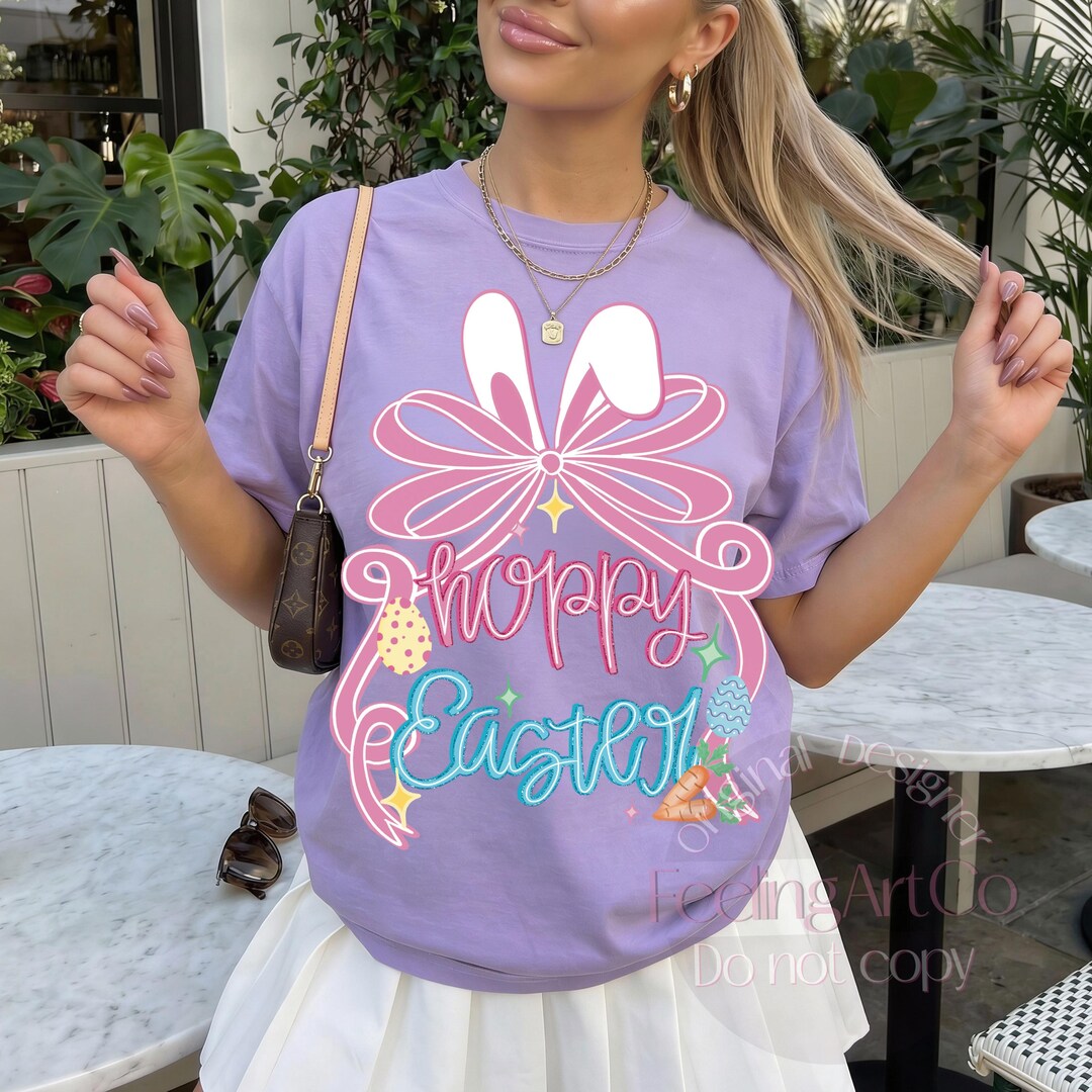Hoppy Easter PNG, Preppy Easter Coquette Bow Png, Cute Easter Png ...