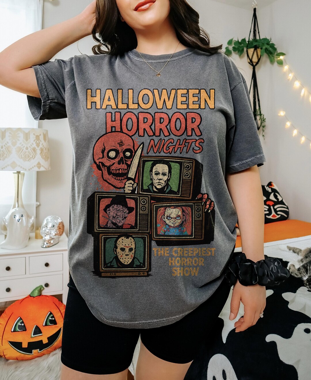 Horror TV Night PNG, Vintage Halloween Scary Movie Design, Retro ...