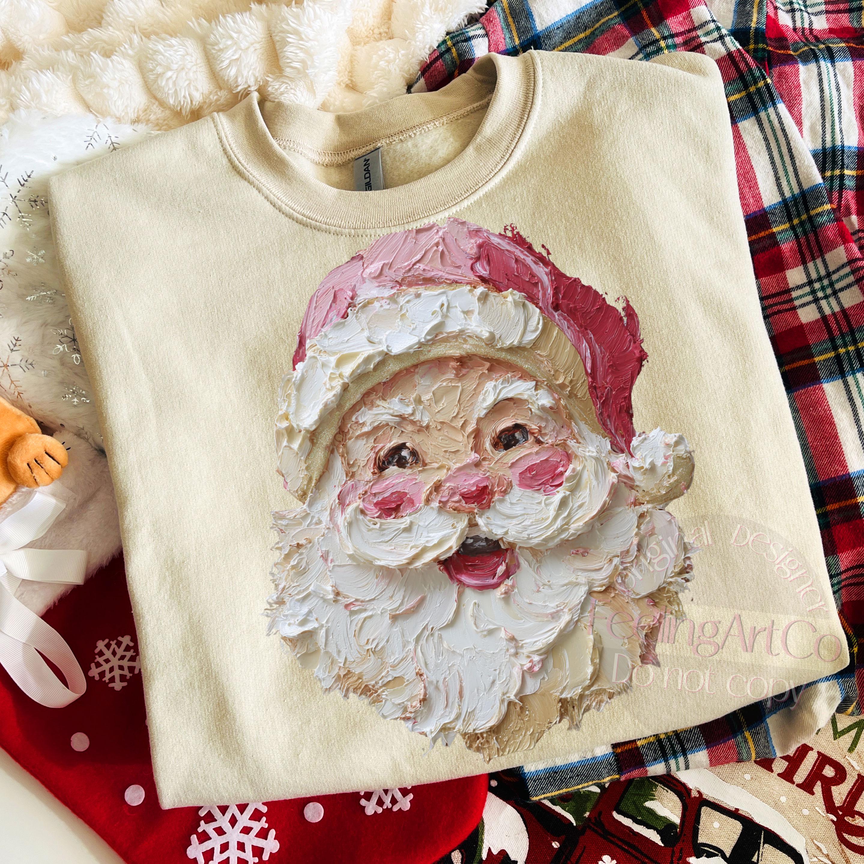 Hand Painted Santa Face PNG, Vintage Christmas Painting Design, Retro ...