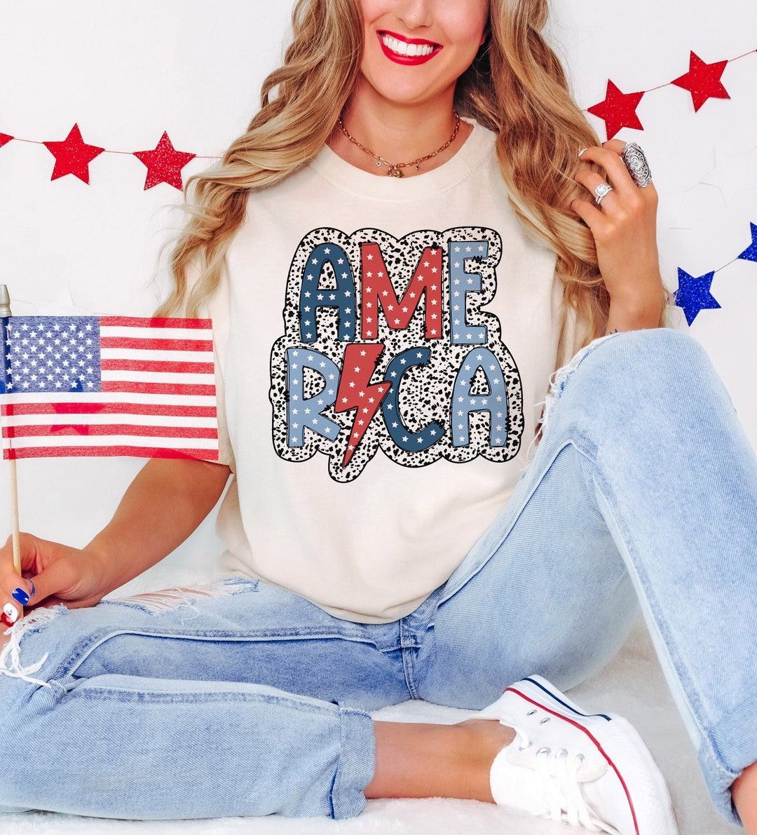 4th of July Png, America Png, 4th of July Bright Doodle, Dalmatian Dots ...